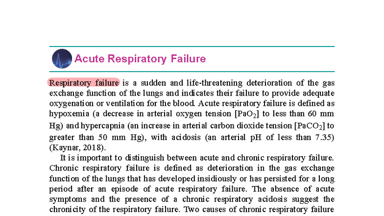RF (Book) - Acute Respiratory Failure Overview and Management - Studocu