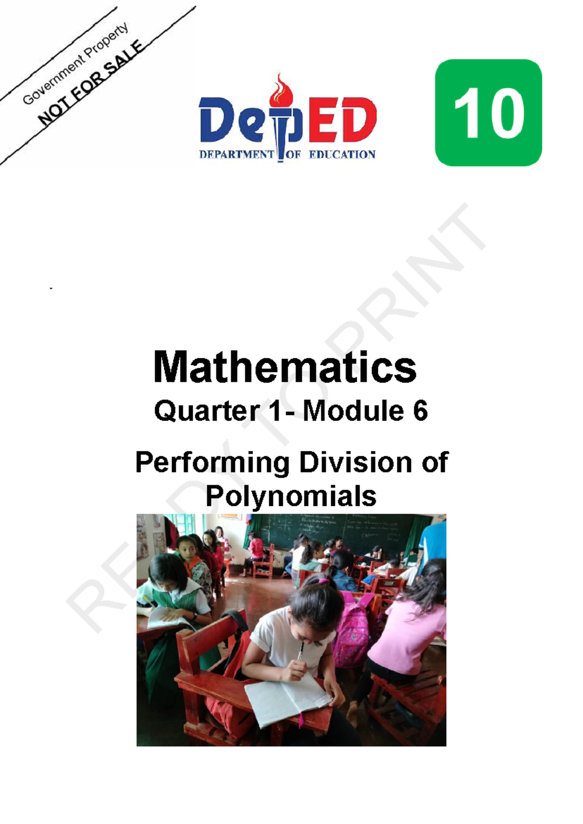 Math 10 Q1 Mod 6: Performing Division of Polynomials - Studocu