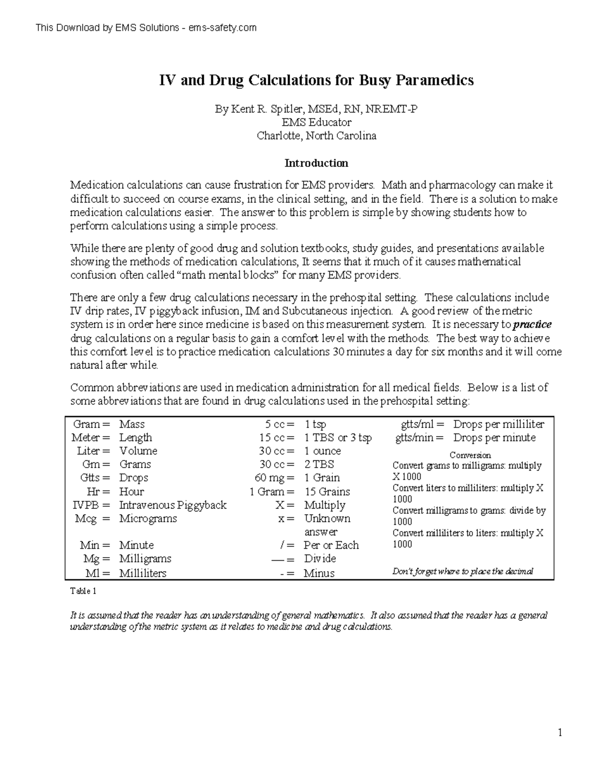 IV Drug Calculations: Essential Guide for Paramedics (IV.Drug) - Studocu