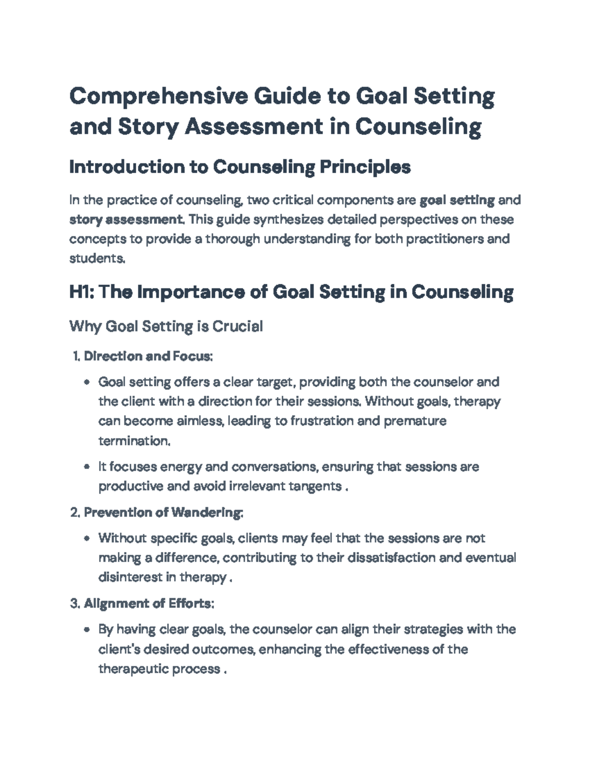 Goal Setting & Story Assessment in Counseling: A Practical Guide - Studocu