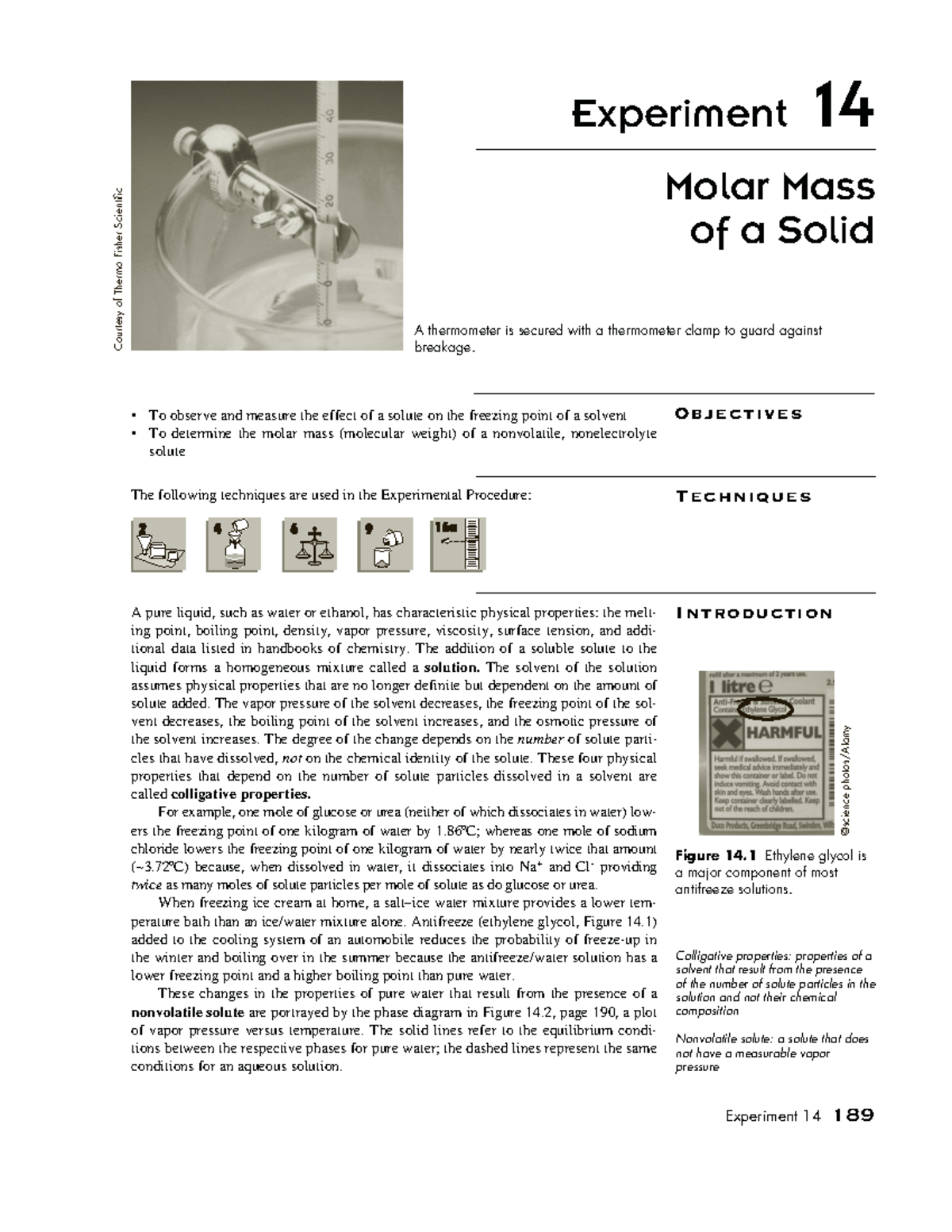 Exp 14 - Molar Mass of a Solid - Experiment 14 Molar Mass of a Solid To ...