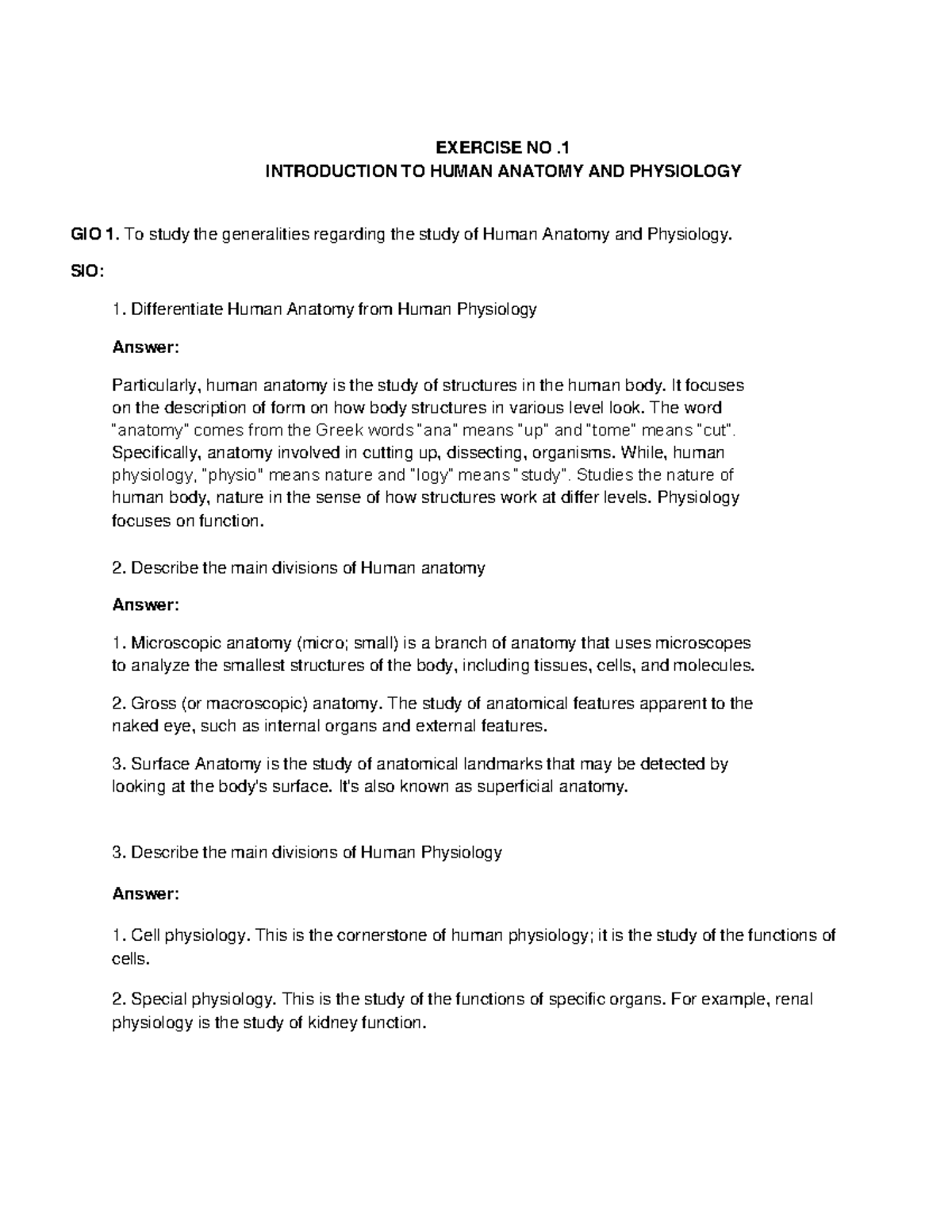 Anatomy & Physiology 101: Introduction and Key Concepts - Studocu