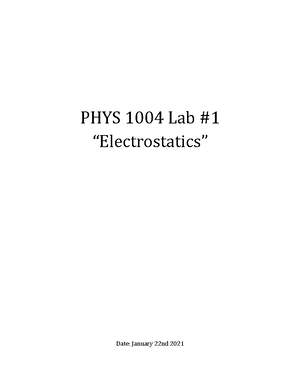 Electrostatics Lab - Lab 1 for this course - PHYS 1004 LAB ...