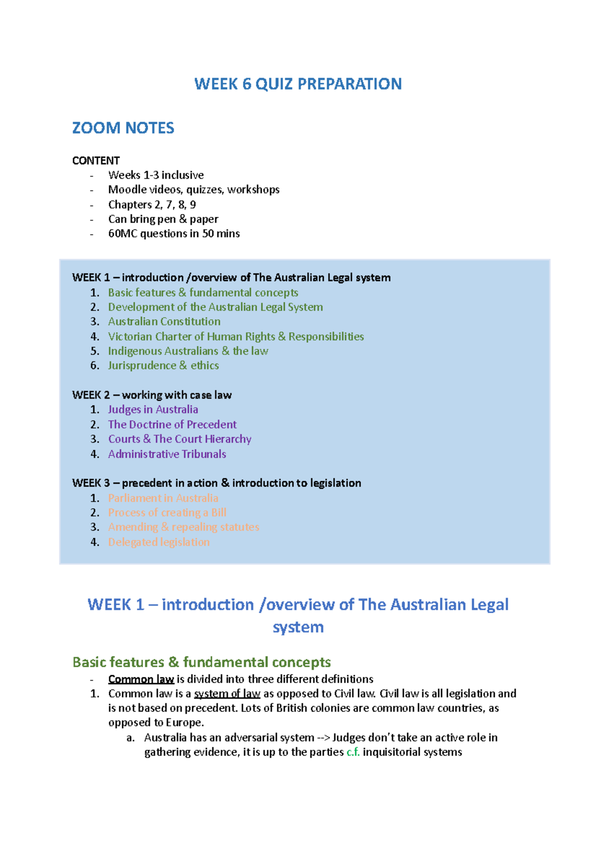 FOL Quiz Prep: Summary Notes on Foundations of Law Topics - Studocu