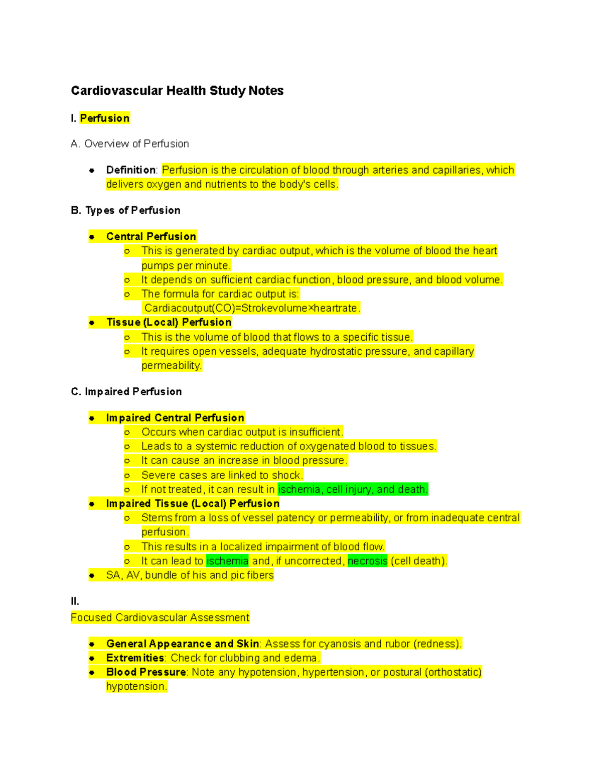 Cardiovascular Health Study Notes (Module 4) - Perfusion & Hypertension ...