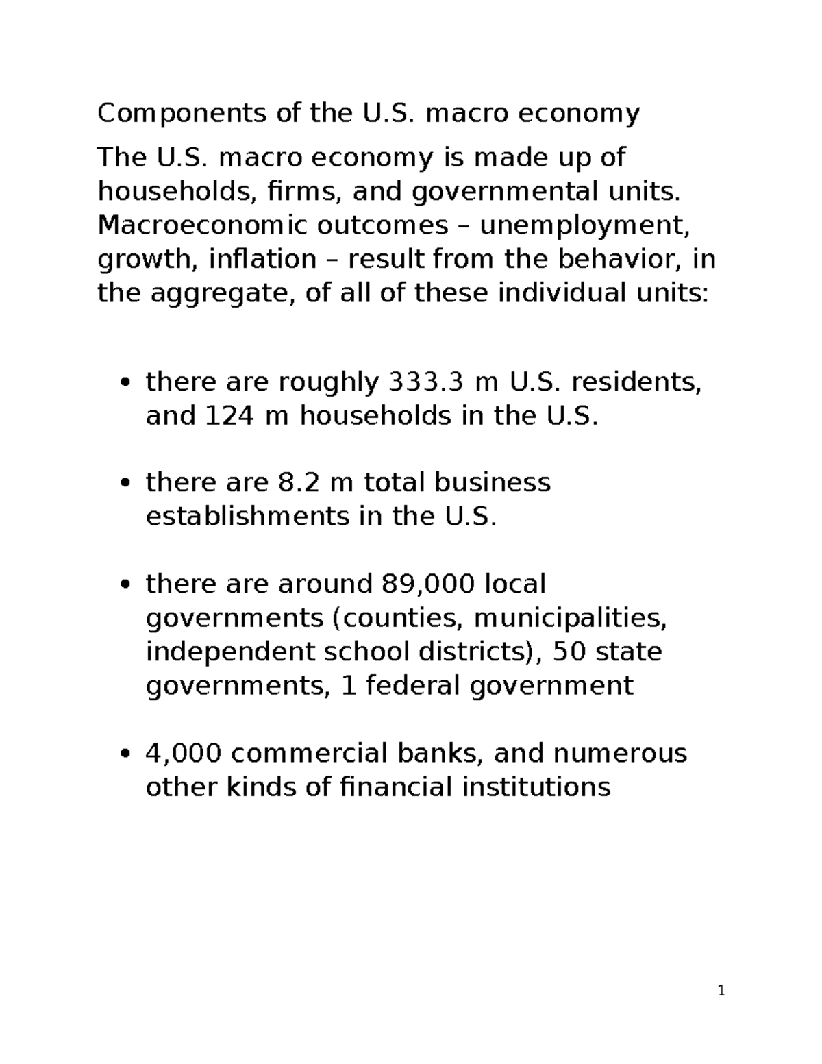 U.S. Macroeconomy Overview: Components & Circular Flow Analysis - Studocu