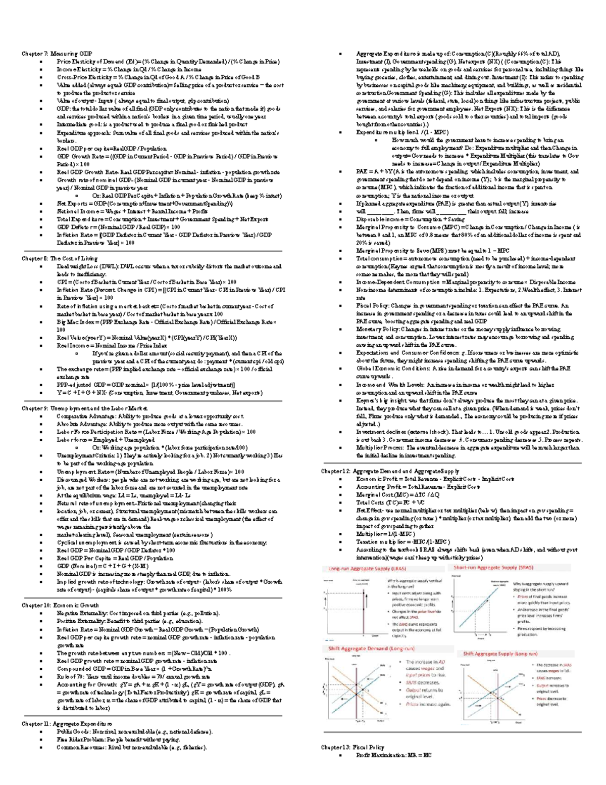 ECO 1002 Final Exam Cheat Sheet: GDP, Elasticity, and Economic Concepts ...