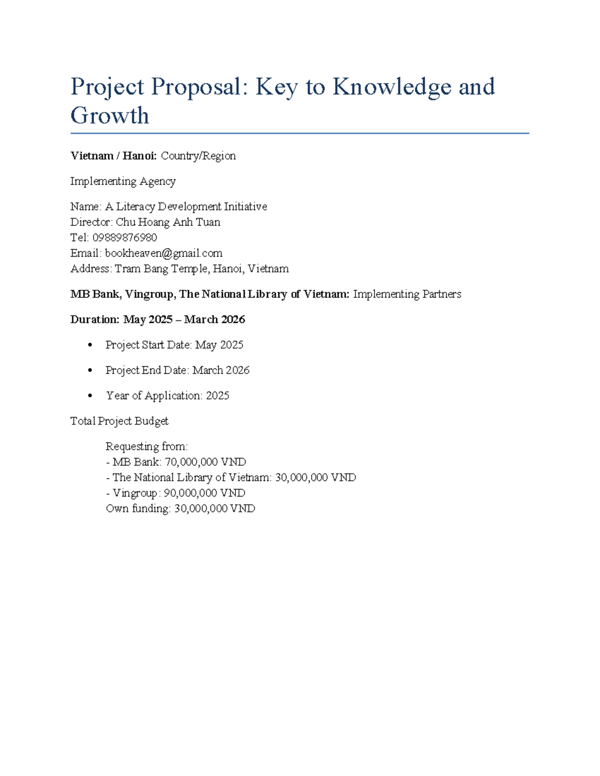 Project Proposal: Key to Knowledge and Growth (2025-2026) - Studocu