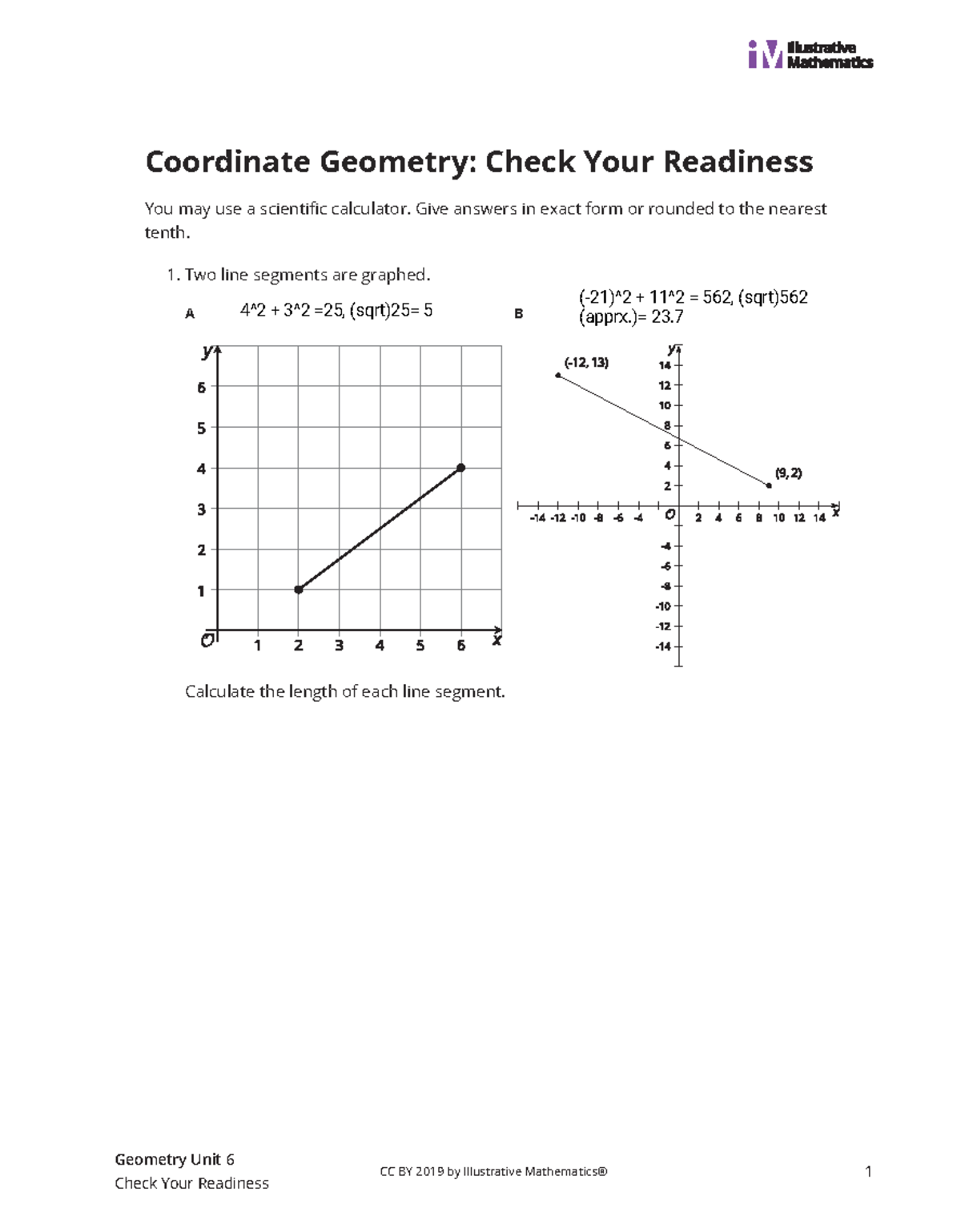 Geometry 6 Check Your Readiness assessment - Coordinate Geometry: Check ...