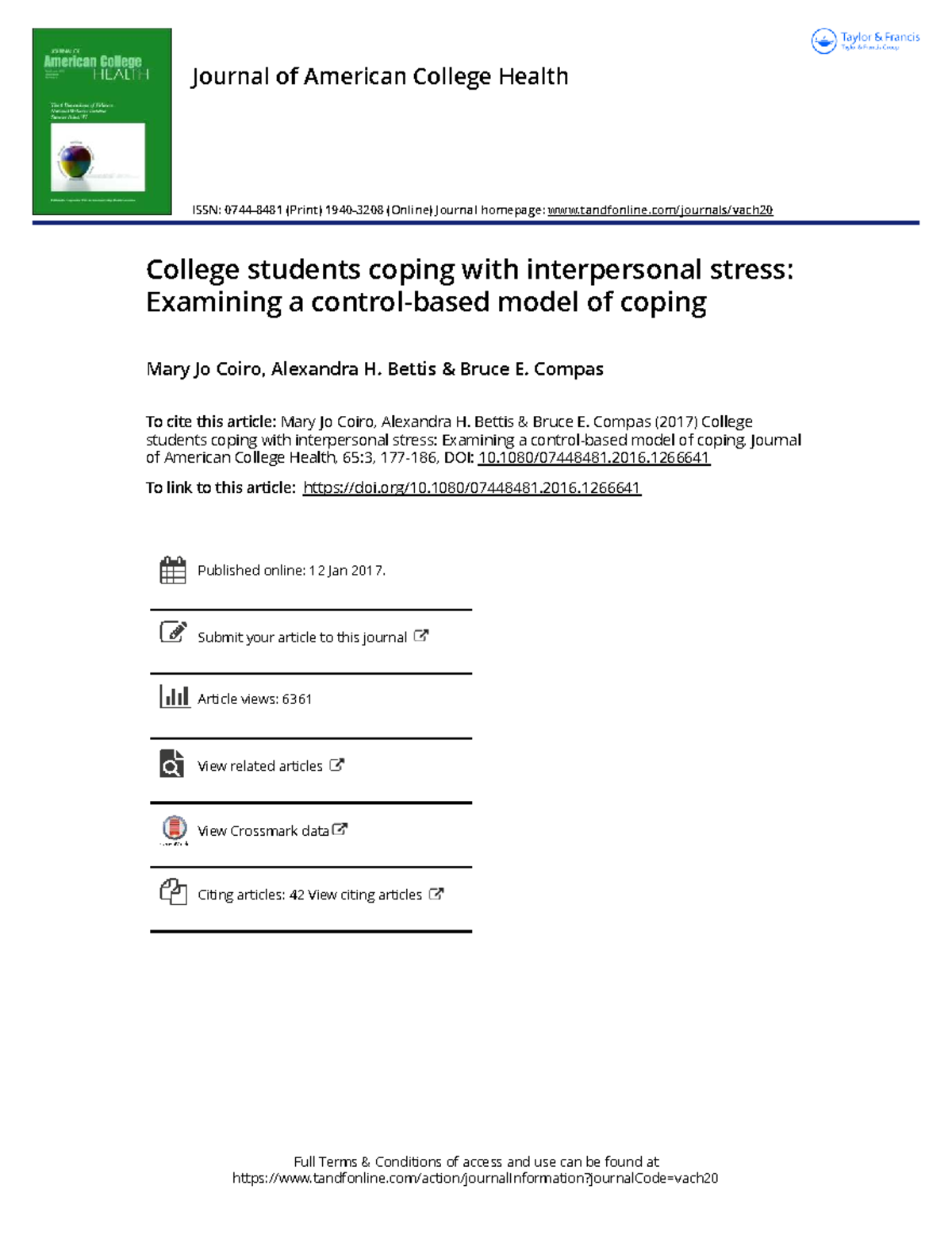 Examining College Students' Coping Strategies for Interpersonal Stress ...