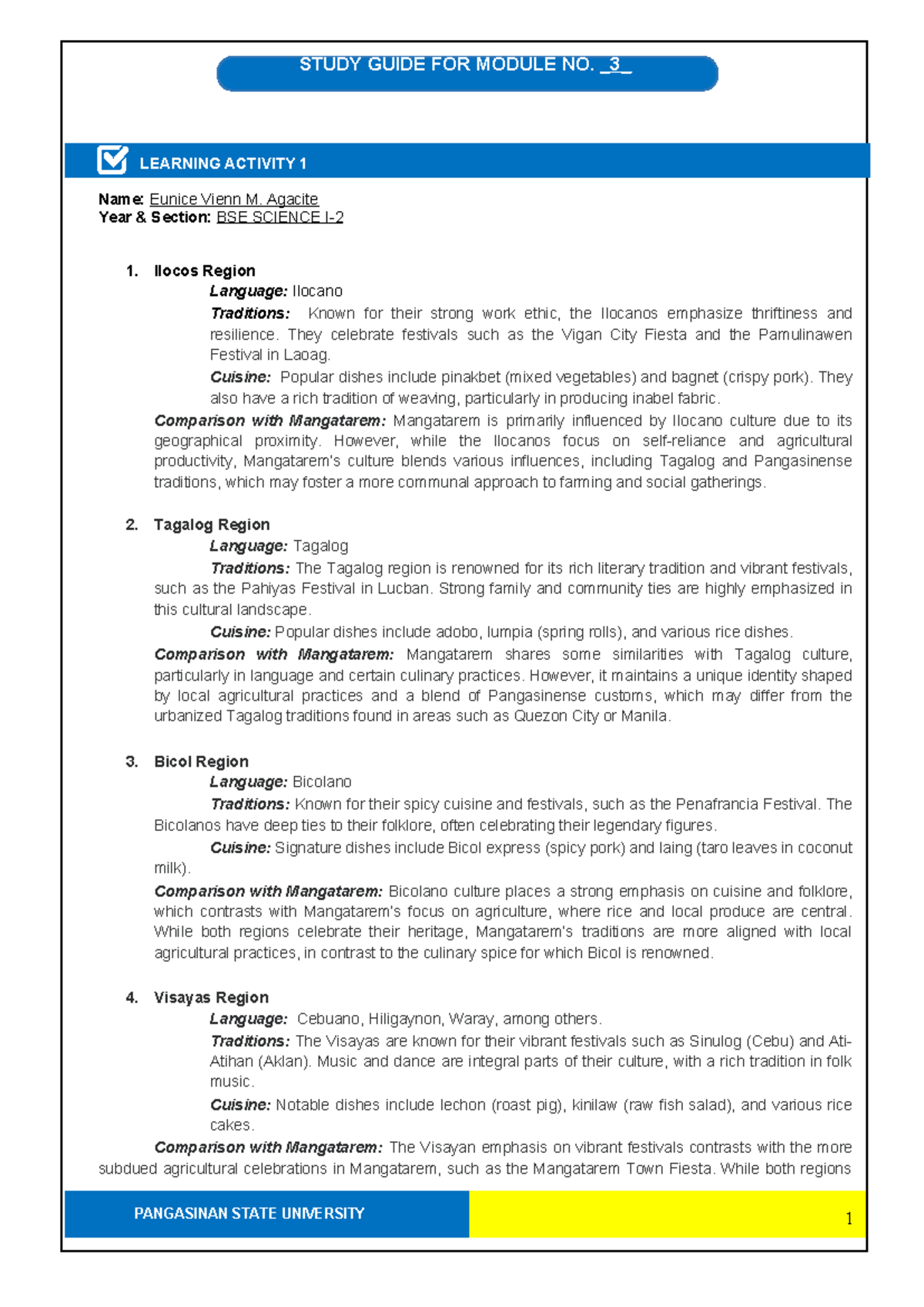 UTS Module 3 Activity - STUDY GUIDE FOR MODULE NO. 3 PANGASINAN STATE ...