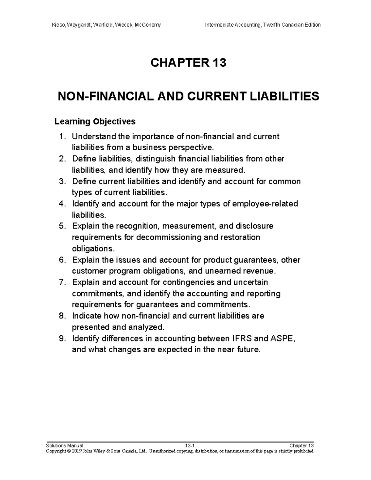 Intermediate Accounting - Chapter 13: Non-Financial and Current ...