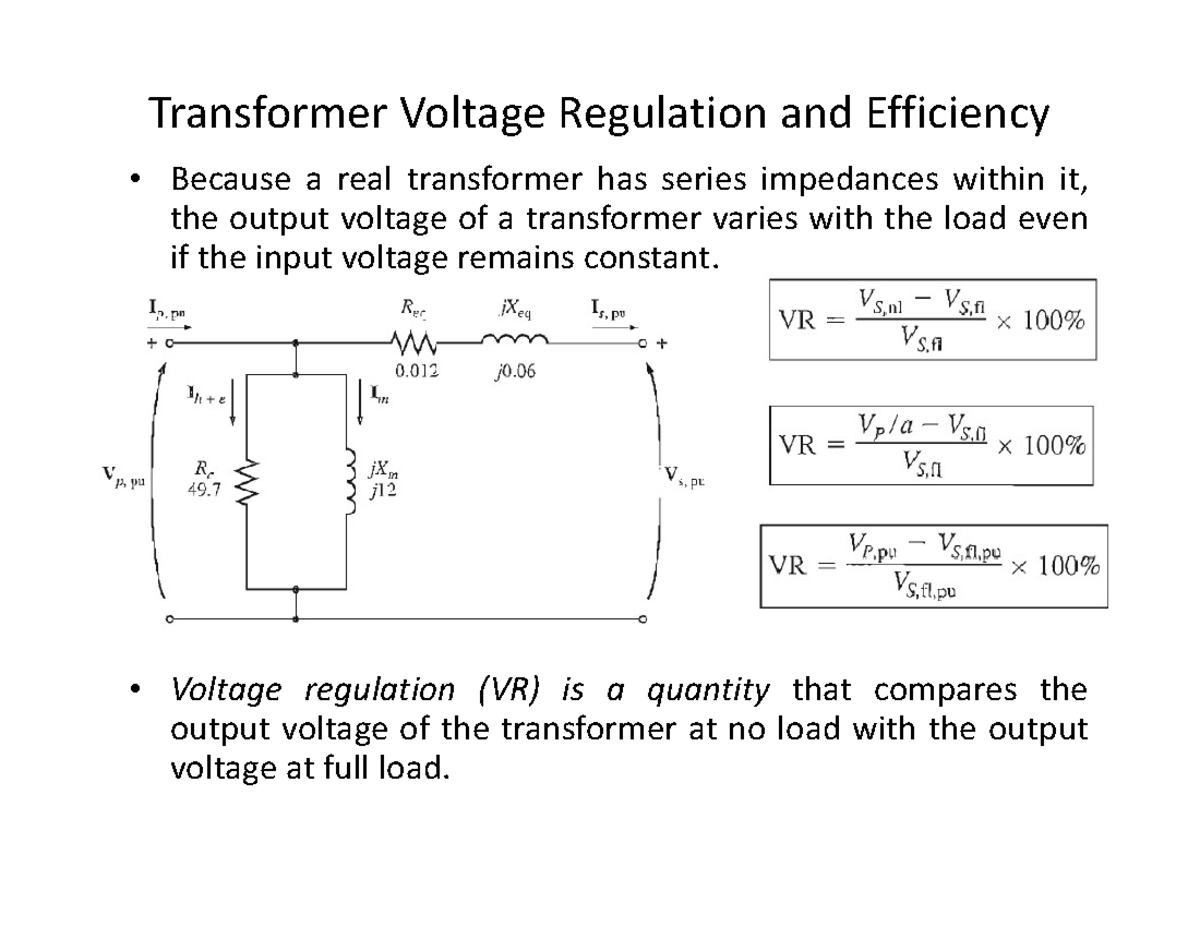 EE 242 Lecture 2c: Transformer Voltage Regulation & Efficiency - Studocu