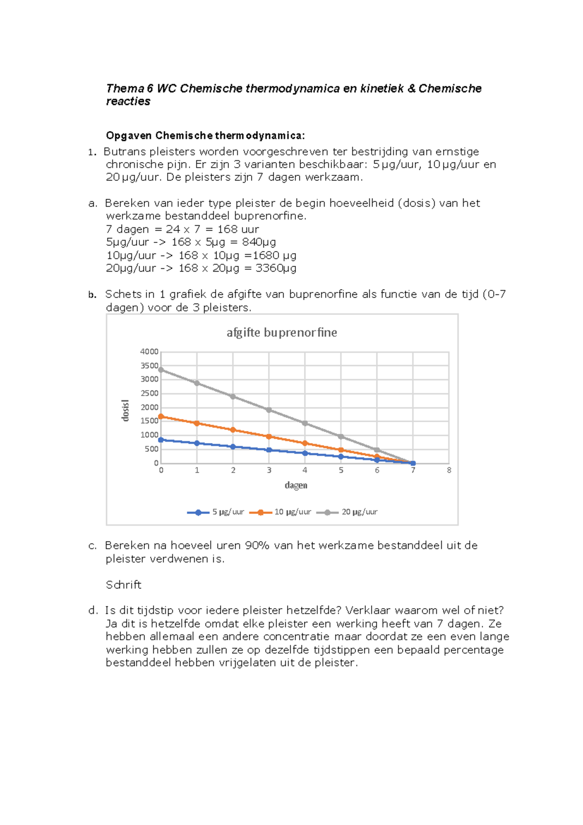 BA102 WC6 - Chemische Thermodynamica en Kinetiek Opgaven - Studeersnel