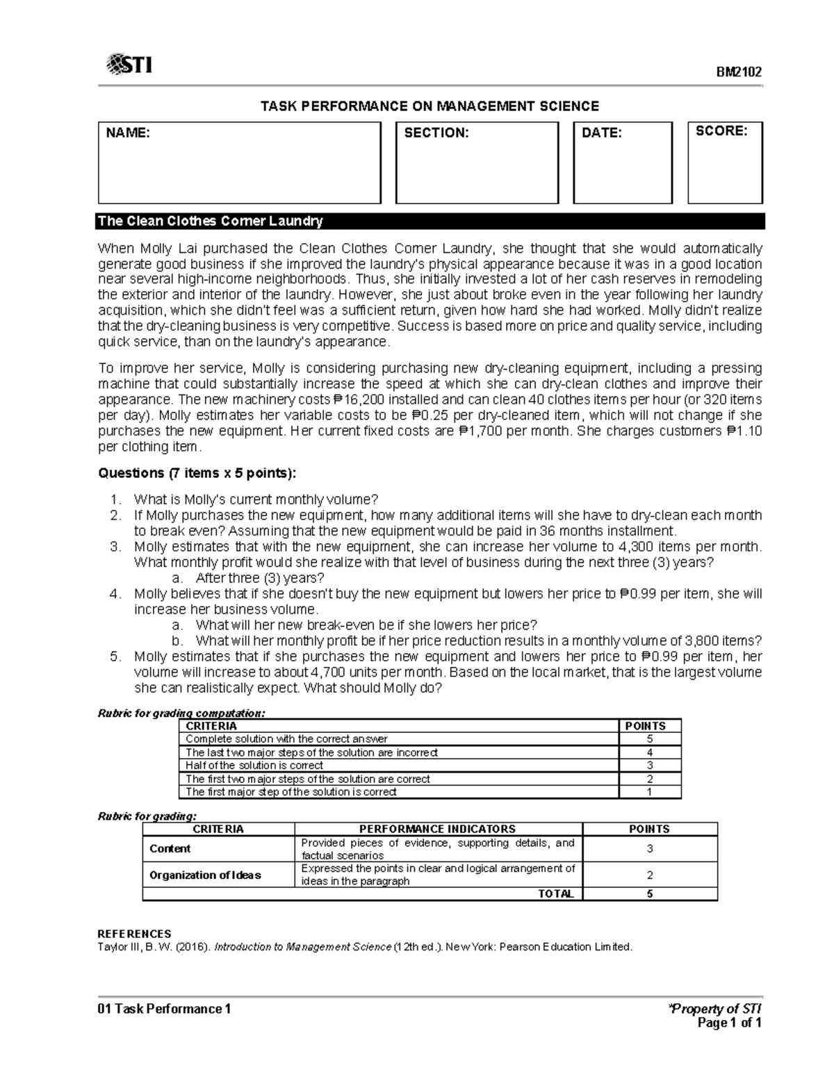 01 Task Performance 1(4) - BM 2102 01 Task Performance 1 *Property of STI Page 1 of 1 TASK - Studocu