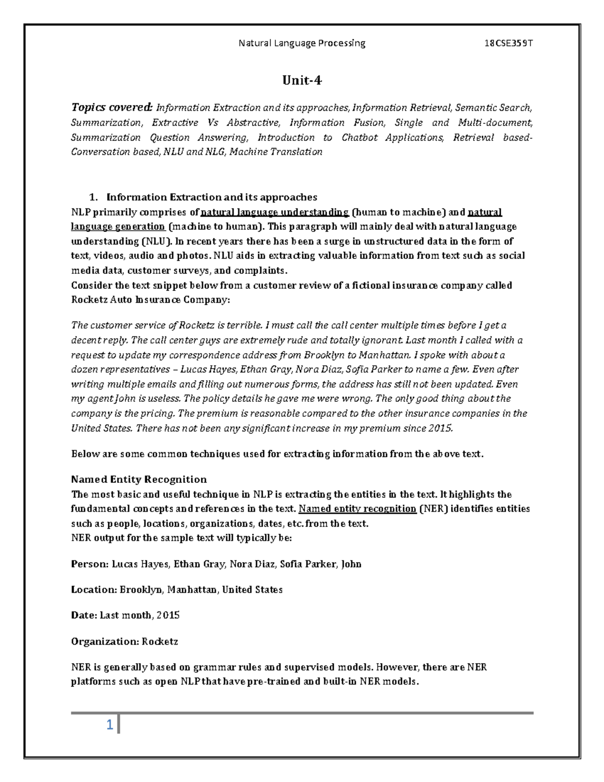 NLP 101: Unit 4 - Information Extraction, Retrieval, and Semantic ...