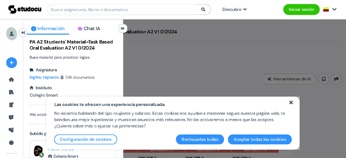 PA A2 Based Oral Evaluation: Task-Based Speaking Quiz Material - Studocu
