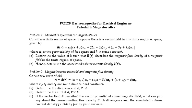 Tutorial 3 Magnetostatics - Department of Physics, National University ...