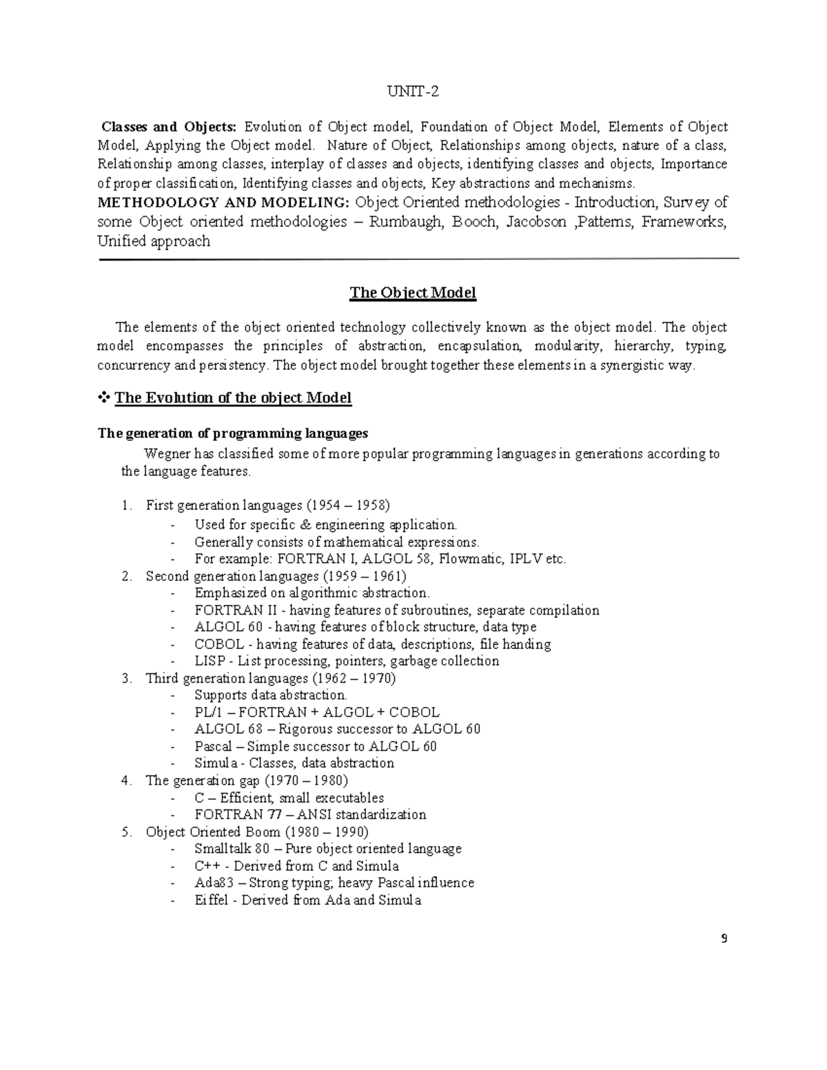 OOAD UNIT 2 - Fundamentals of Object Model and Methodologies - Studocu