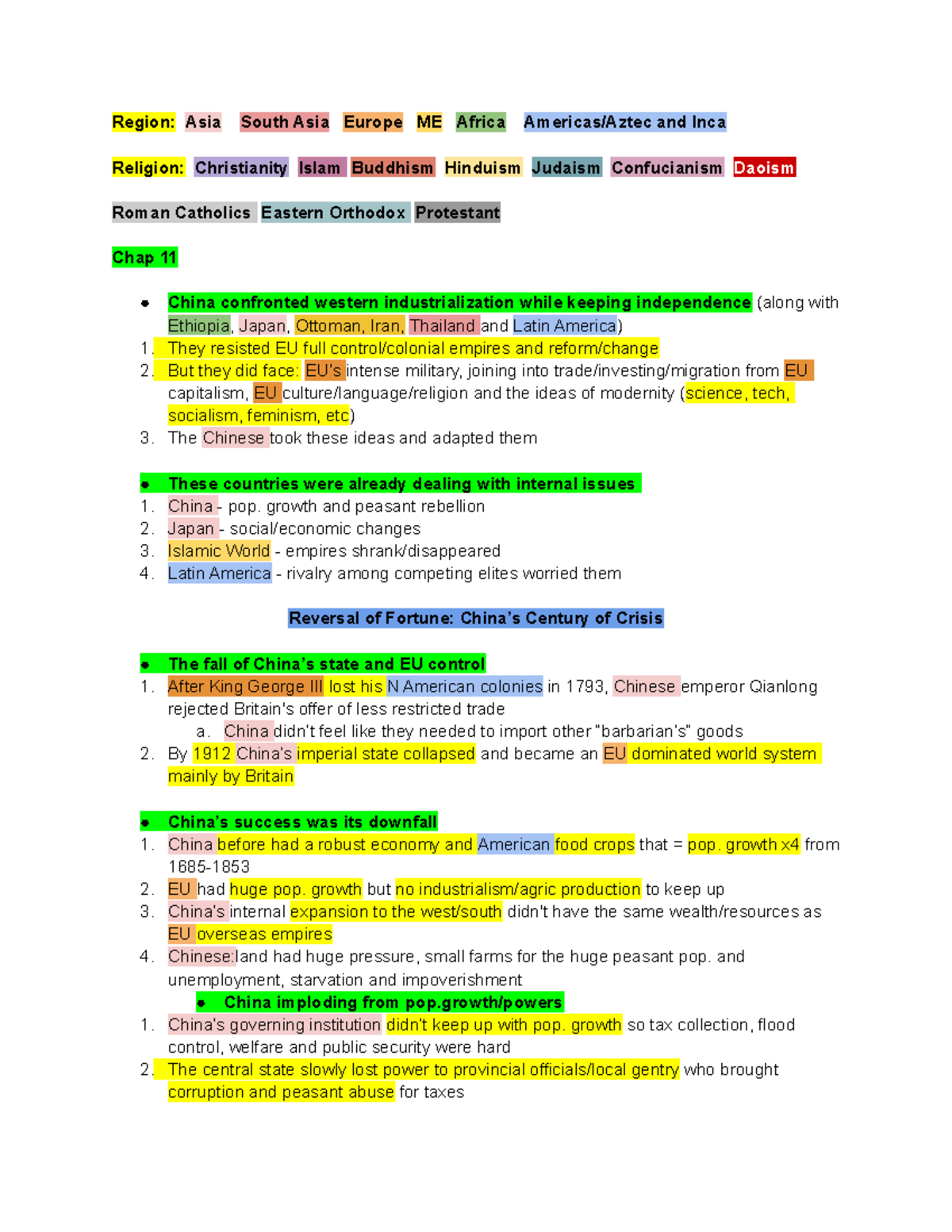 APWH chap 11 - AP world notes , mostly informative summaries - Region ...