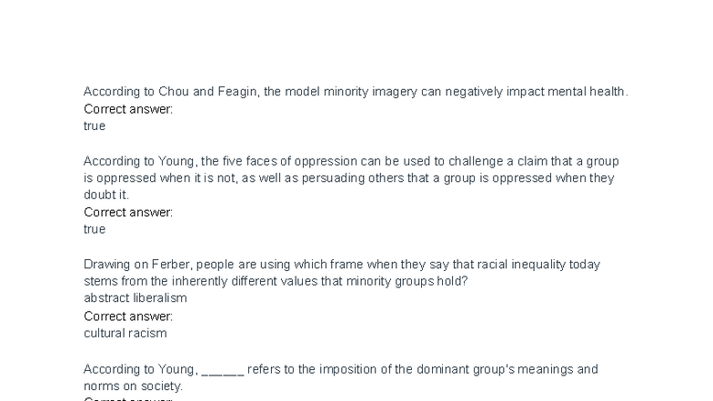 SOC 101: Model Minority and Racial Oppression Insights - Studocu
