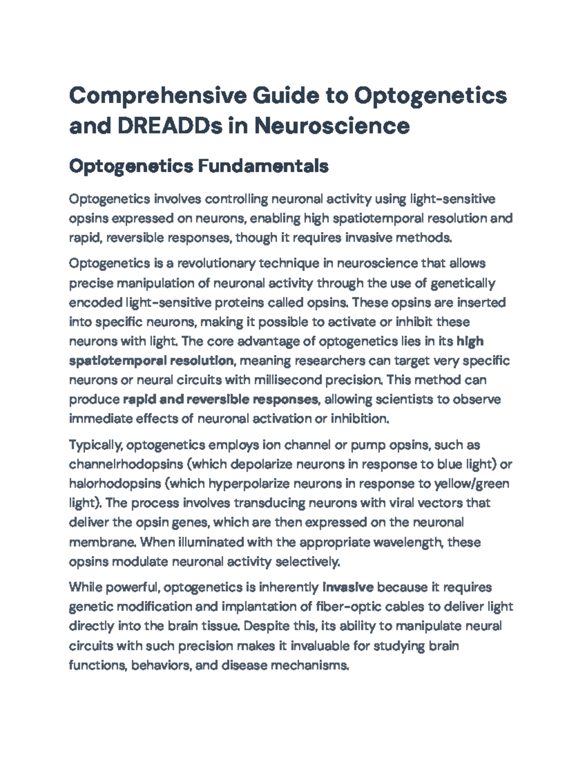 Comprehensive Study on Optogenetics & DREADDs in Neuroscience ...