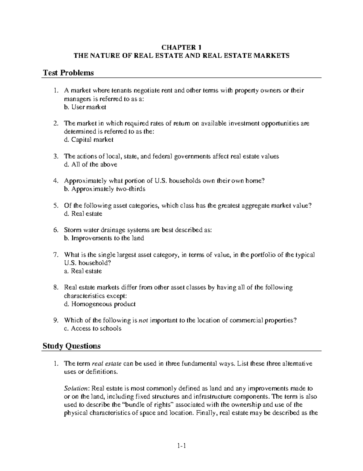 Real Estate Principles (Course Code: RE101) Exam Solutions & Study ...