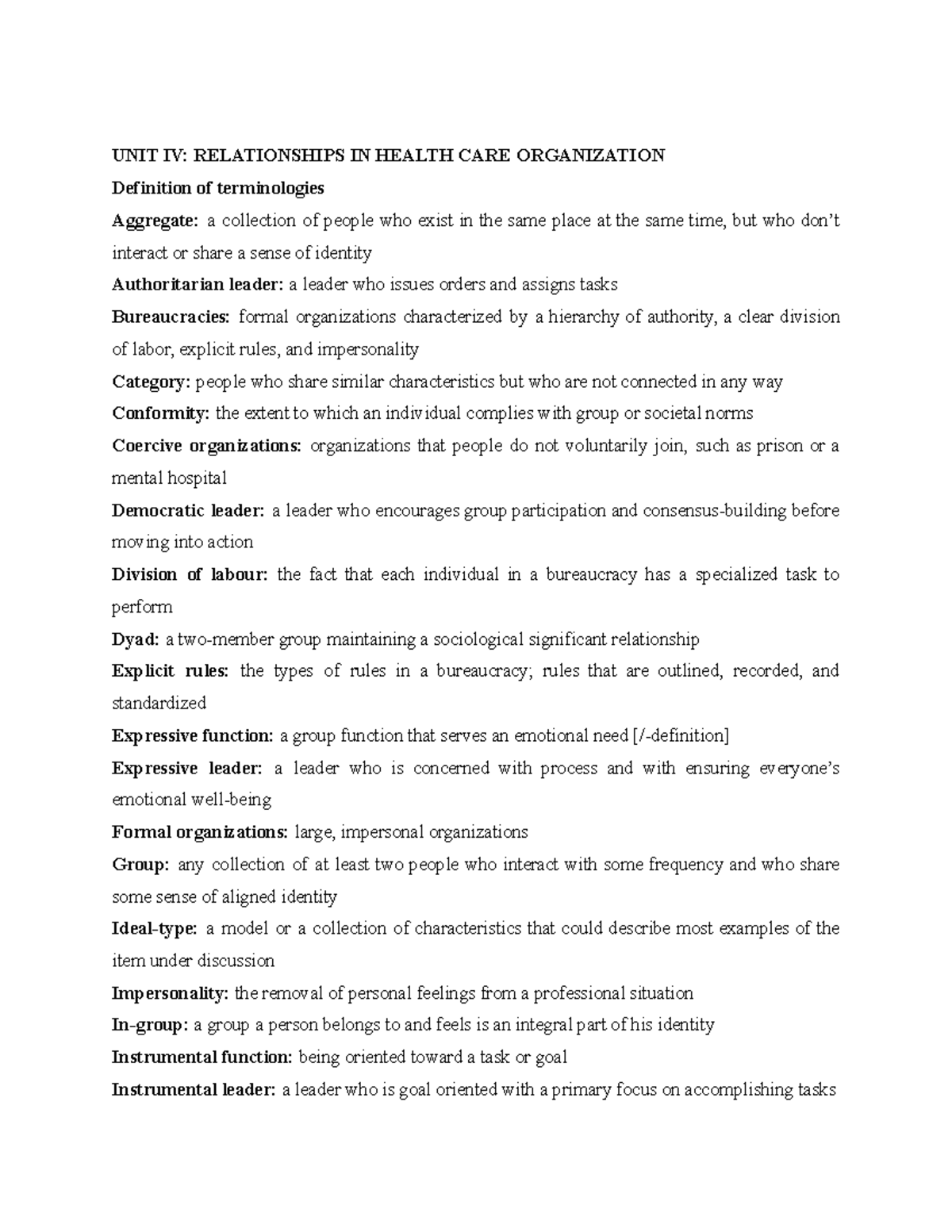 UNIT IV TO X NSC 205 Material ON Medical Sociology - UNIT IV ...