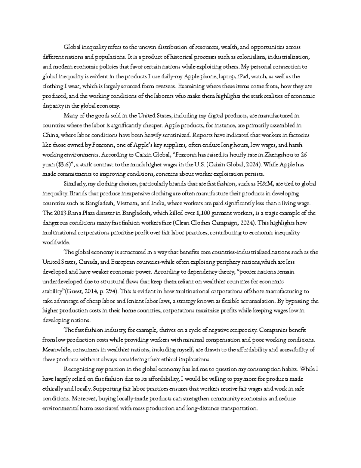 ANTH 210 Module 5 Writing Assignment 2: Reflections on Global ...