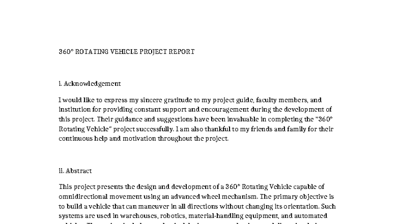 360° Rotating Vehicle Project Report - Studocu