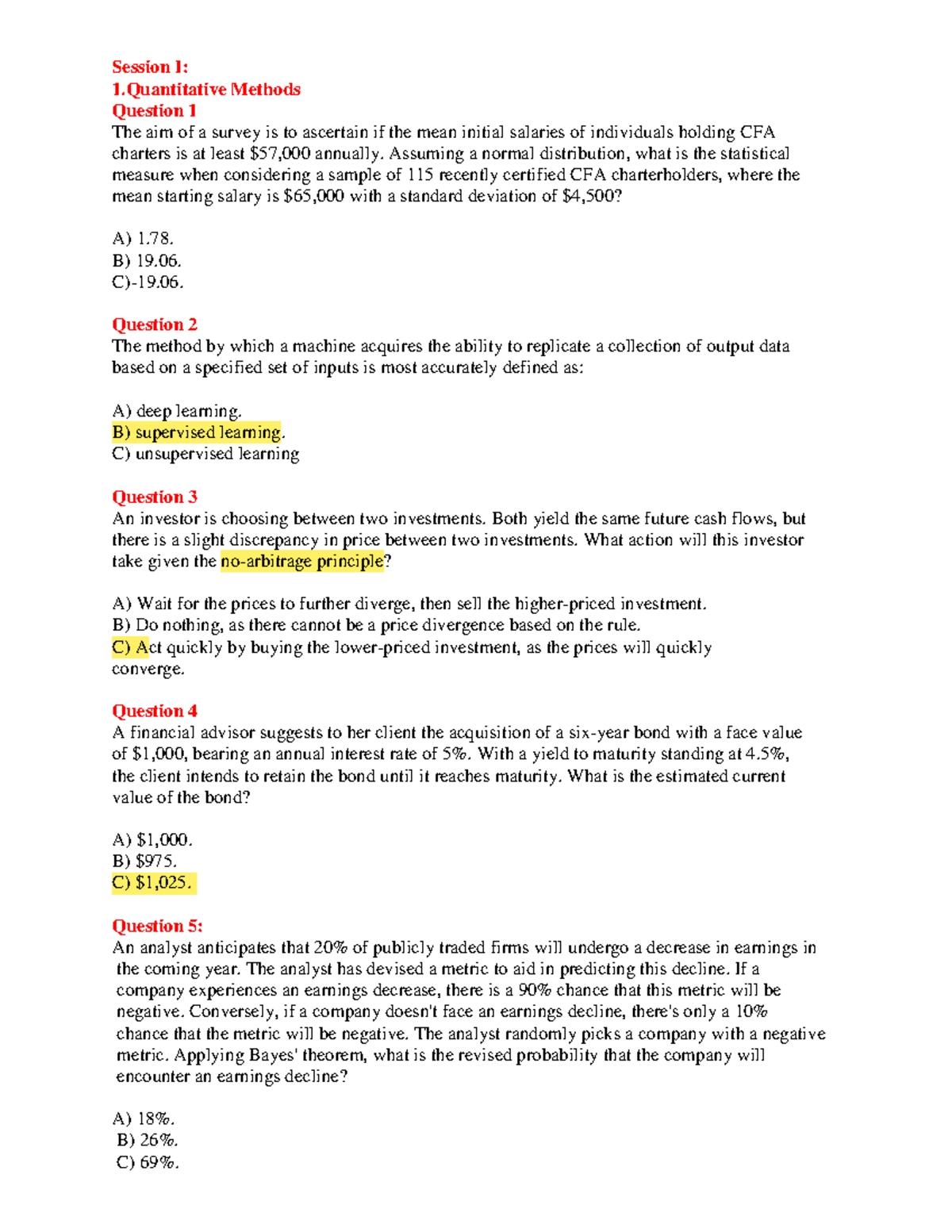 Session I & II: Mock RRC Practice Questions on Quantitative Methods ...