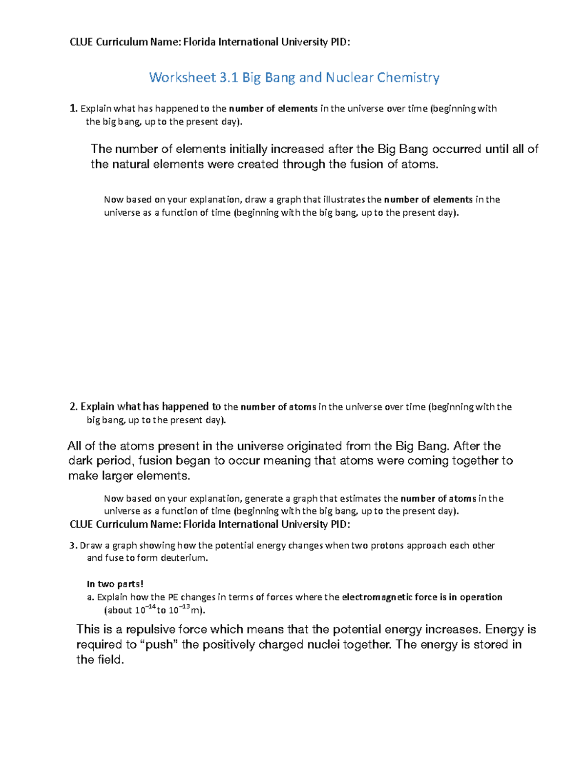 Worksheet 3 - Big Bang & Nuclear Chemistry Concepts - Studocu