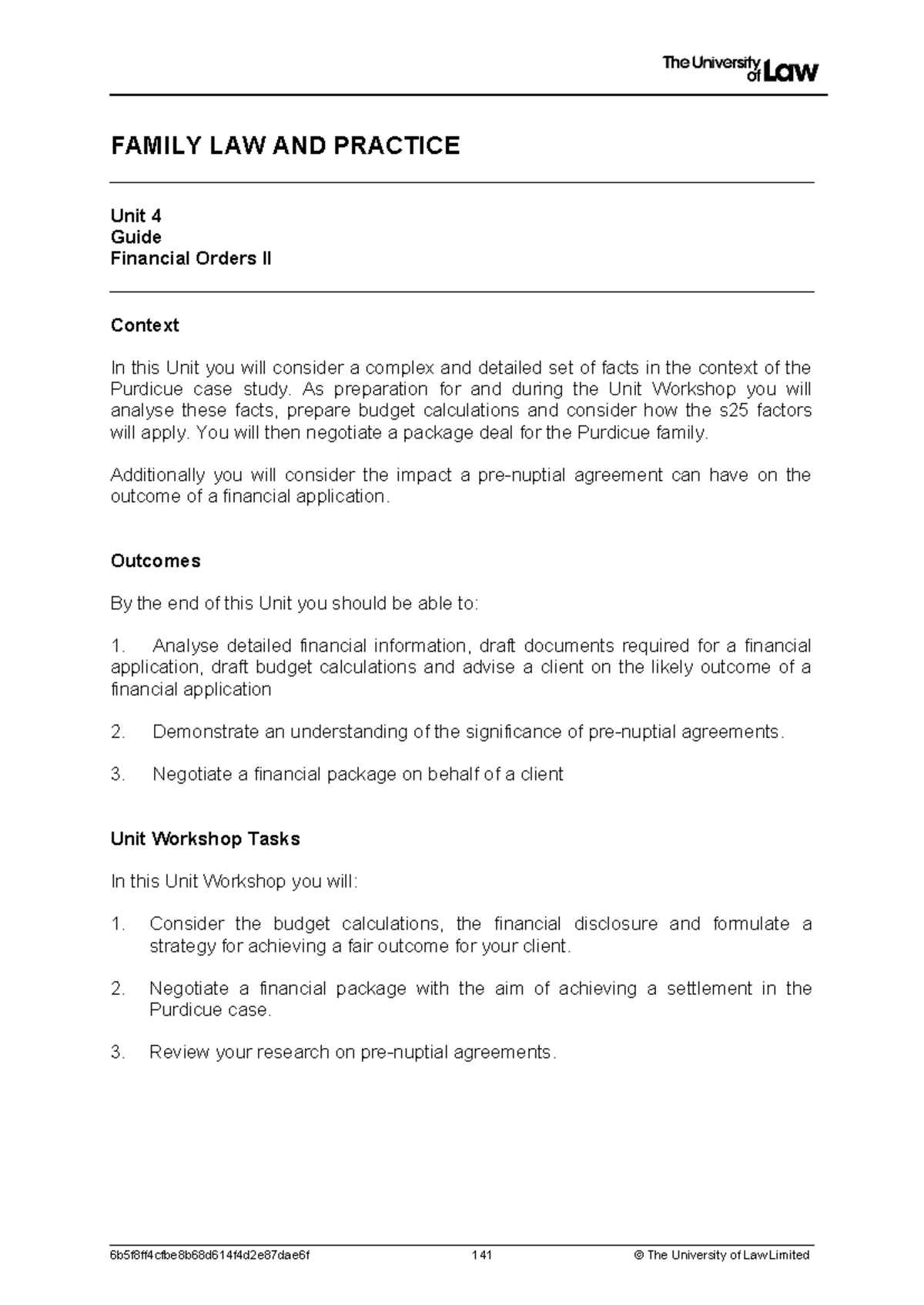 2223 Fam WS03 CE01: Guide to Financial Orders II and Case Study ...