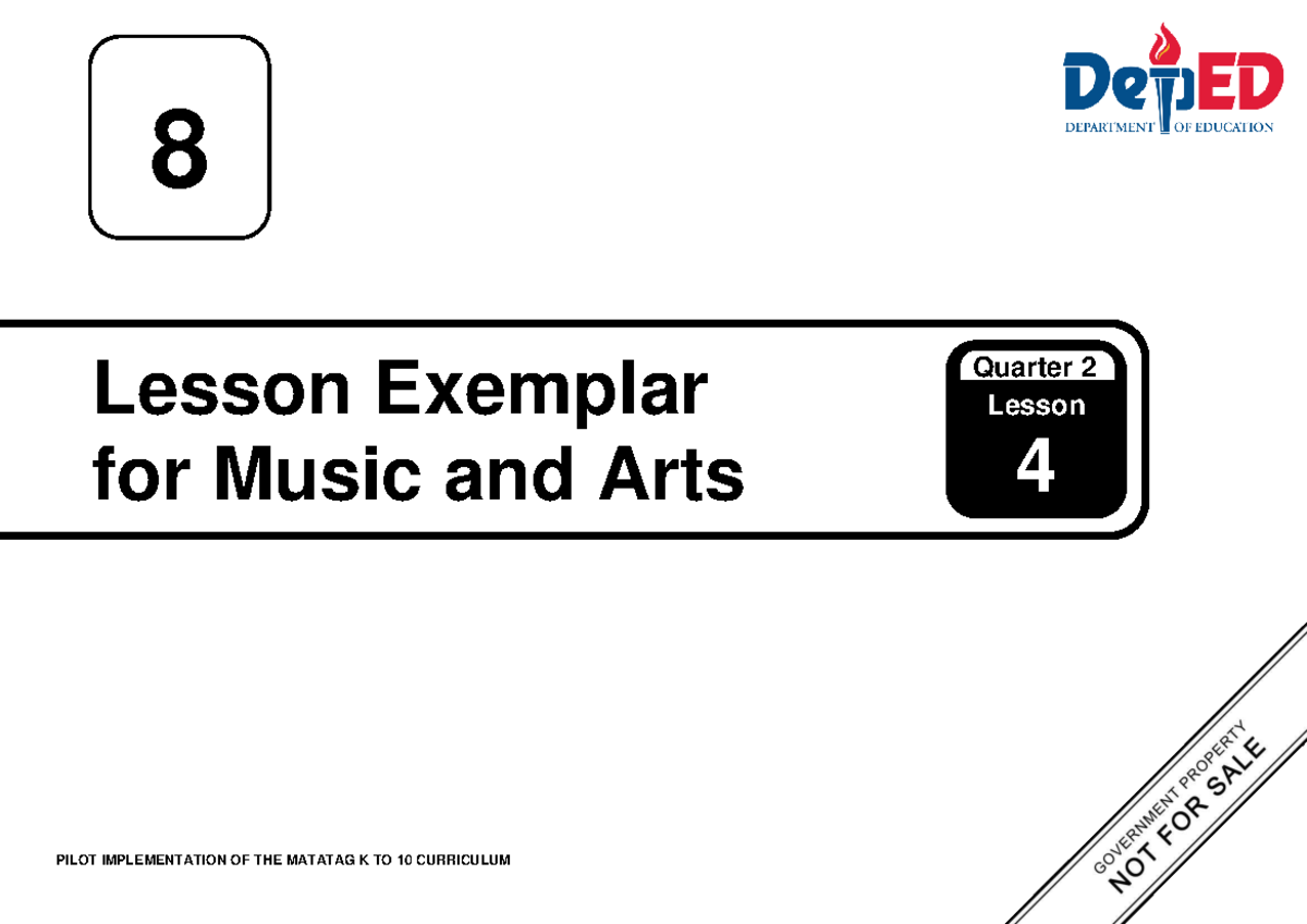 Q2 LE Music and Arts 8 Lesson 4 Exemplar (Weeks 6-8) - Studocu