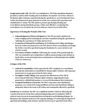 TRC History G12 - TRC - Introduction: The Truth and Reconciliation ...