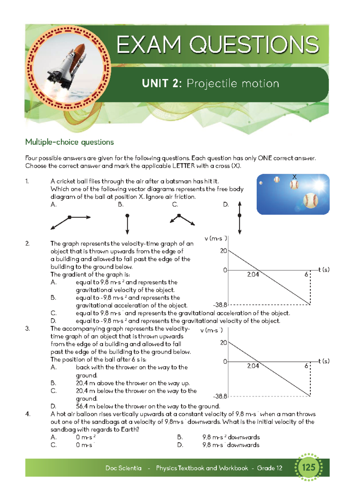 Grade 12 Physics (Gr. 12): Projectile Motion Exam Questions - Studocu