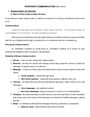 The Significance of Purposive Communication in Various Contexts - Studocu