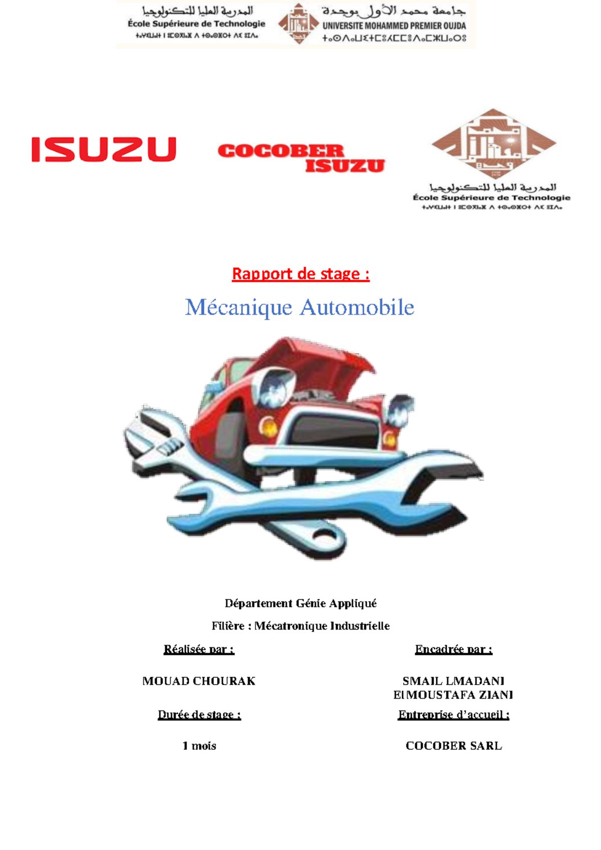 Rapport de Stage d'Initiation en Mécanique Automobile (STG 101) - Studocu
