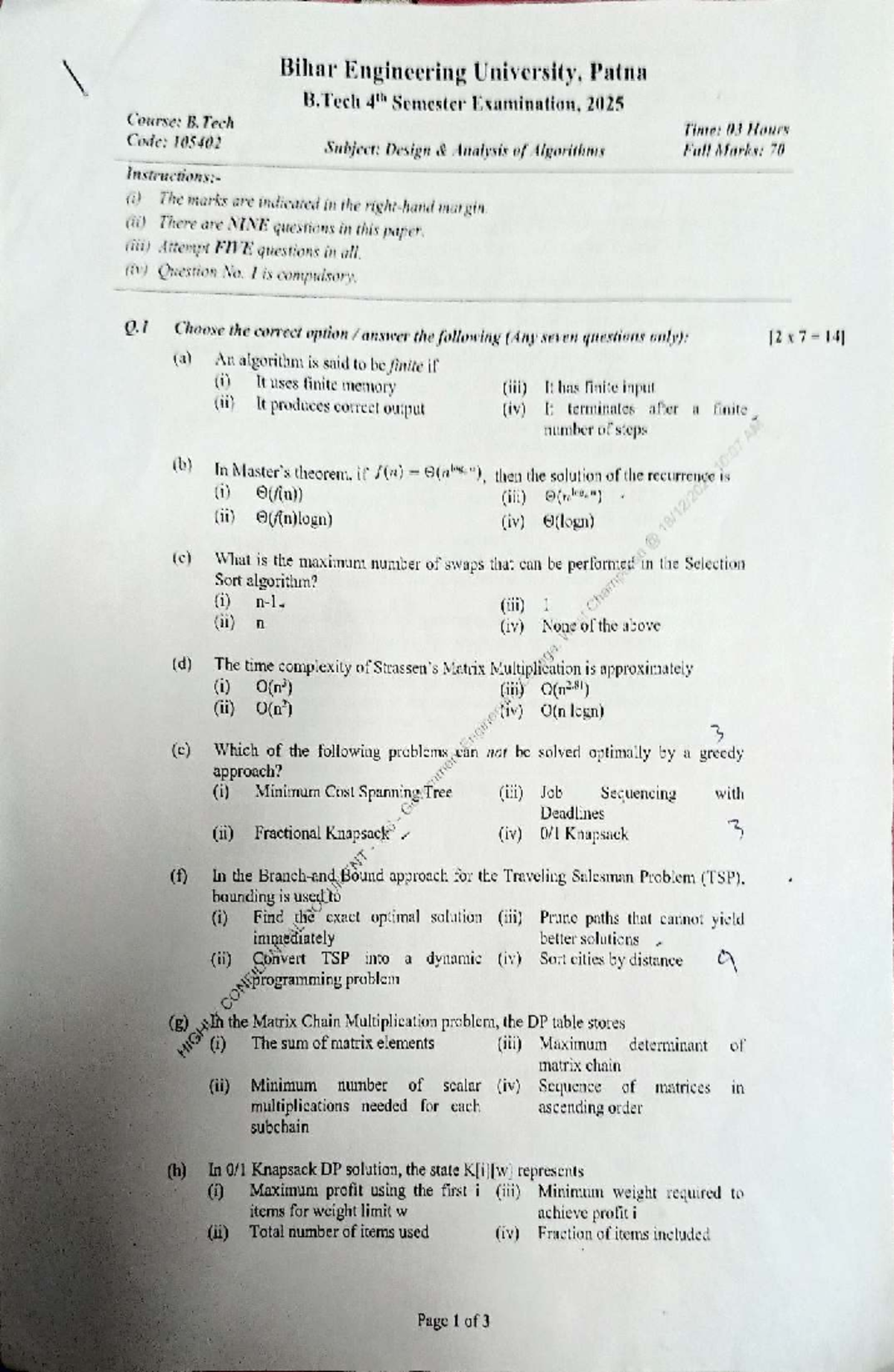 DAA 105402 - Design Analysis of Algorithms PYQ 2025 - Studocu