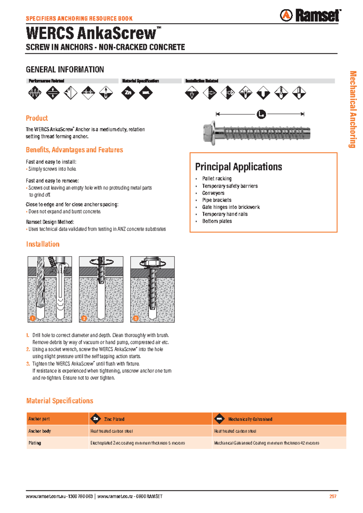 Ramset SARB ANZ Ed3: WERCS Anka Screw Anchors Installation Guide - Studocu