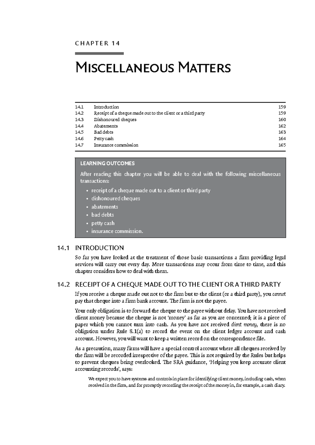 Accounts for Solicitors: Chapter 14 - Miscellaneous Matters - Studocu