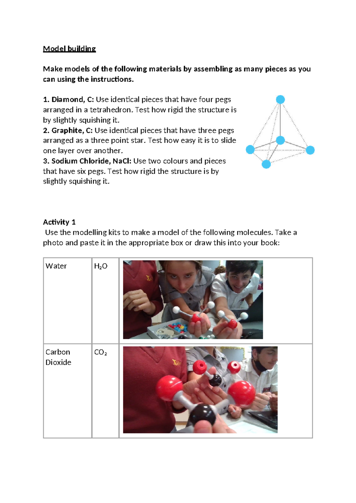 10CS02 - Molecule Modelling: Building Models of Diamond, Graphite, and ...