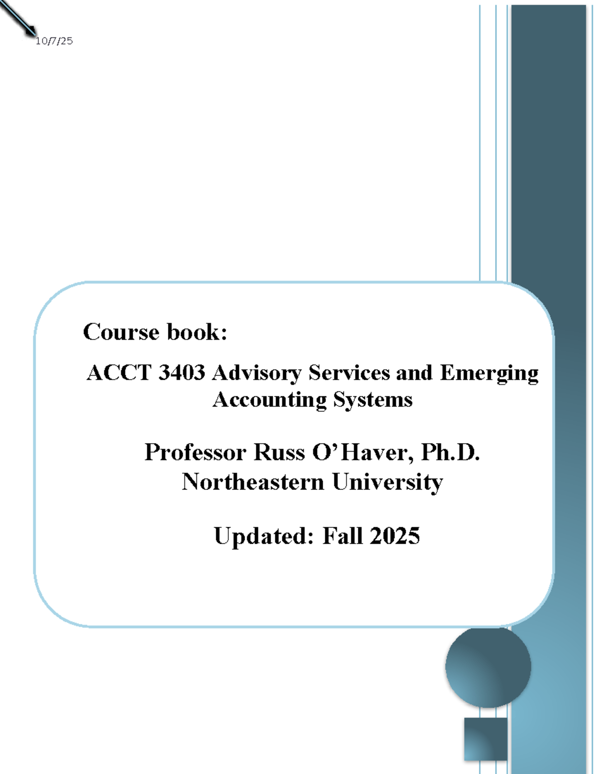 Advisory Services Overview: ACCT 3403 Course PAC - Fall 2025 - Studocu