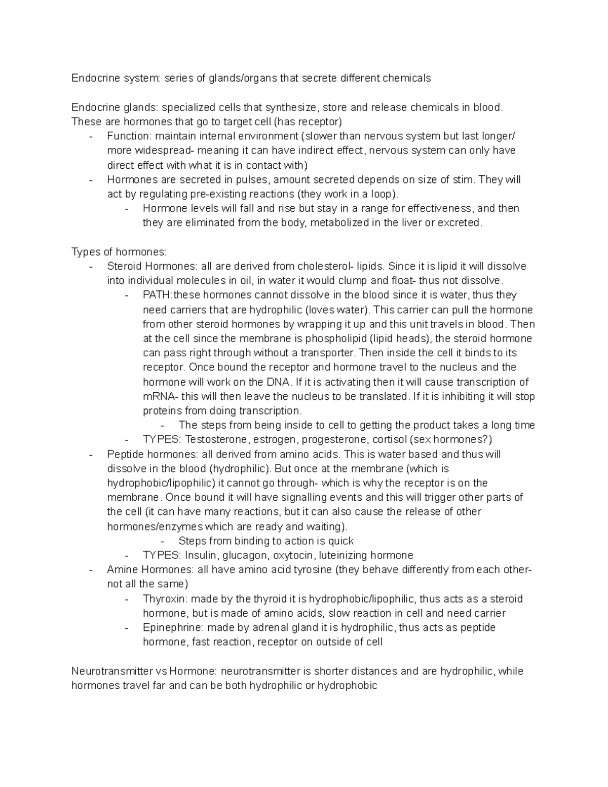 Physiology 101: Comprehensive exam notes on the endocrine and ...