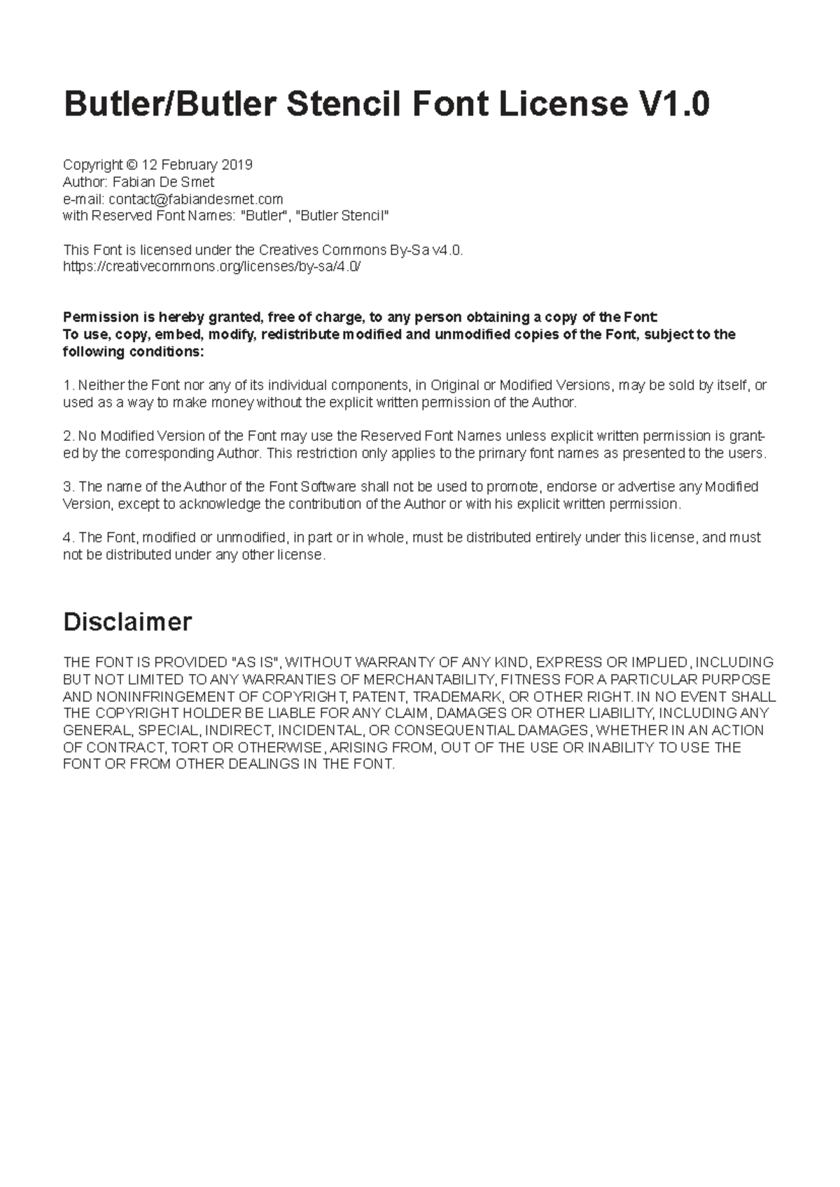 Butler Stencil Font License V1.0 - Terms & Conditions - Studocu