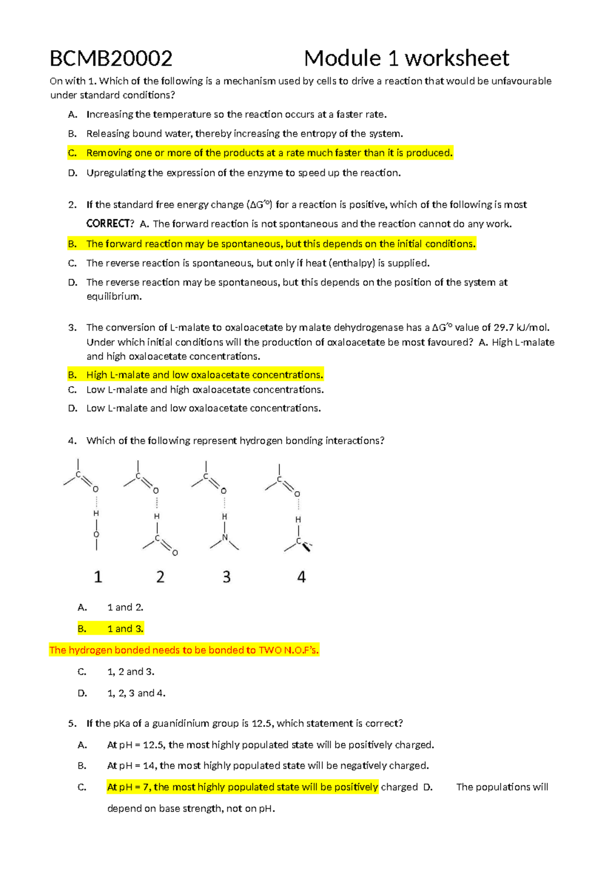 Module 1 Worksheet-1: Mechanisms and Reactions in Biochemistry - Studocu