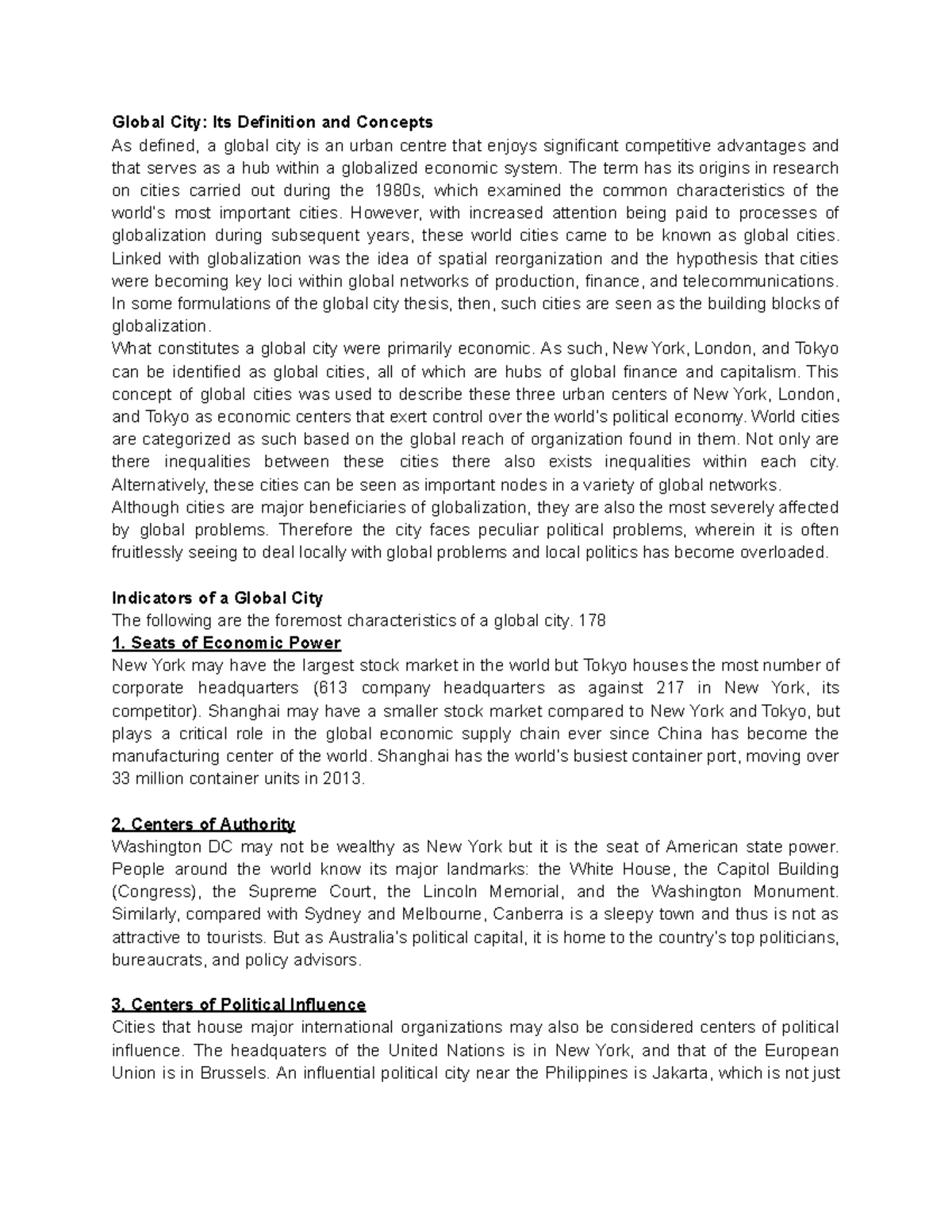 Global City Dynamics: Exploring Demography & Migration Trends - Studocu