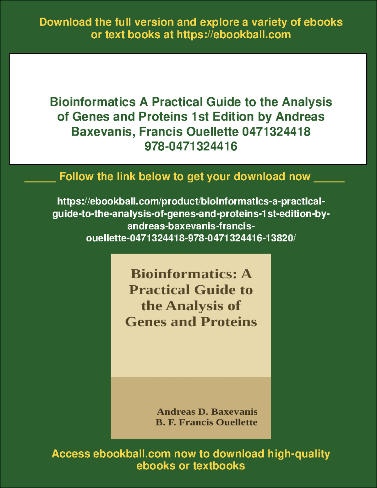 Bioinformatics (BIO101): Practical Guide to Genes & Proteins, 2nd Ed ...
