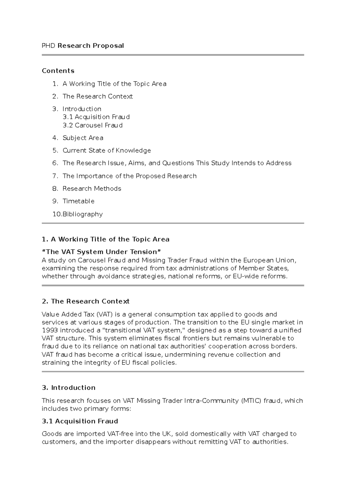 PHD Research Proposal - PHD Research Proposal Contents 1. A Working ...