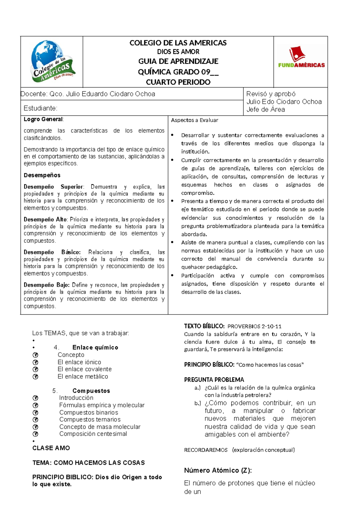 G09A-GUIA-QCA-4P-2023- Compuestos Y Enlace Quimico - COLEGIO DE LAS ...